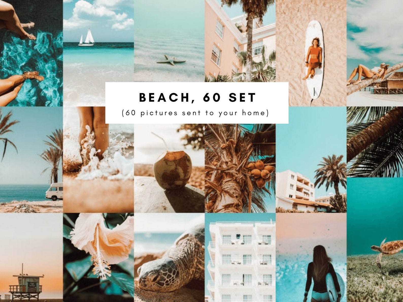 Beach Collage Kit, Collage Kit Beach, Beach Wall Collage Set, Beach ...