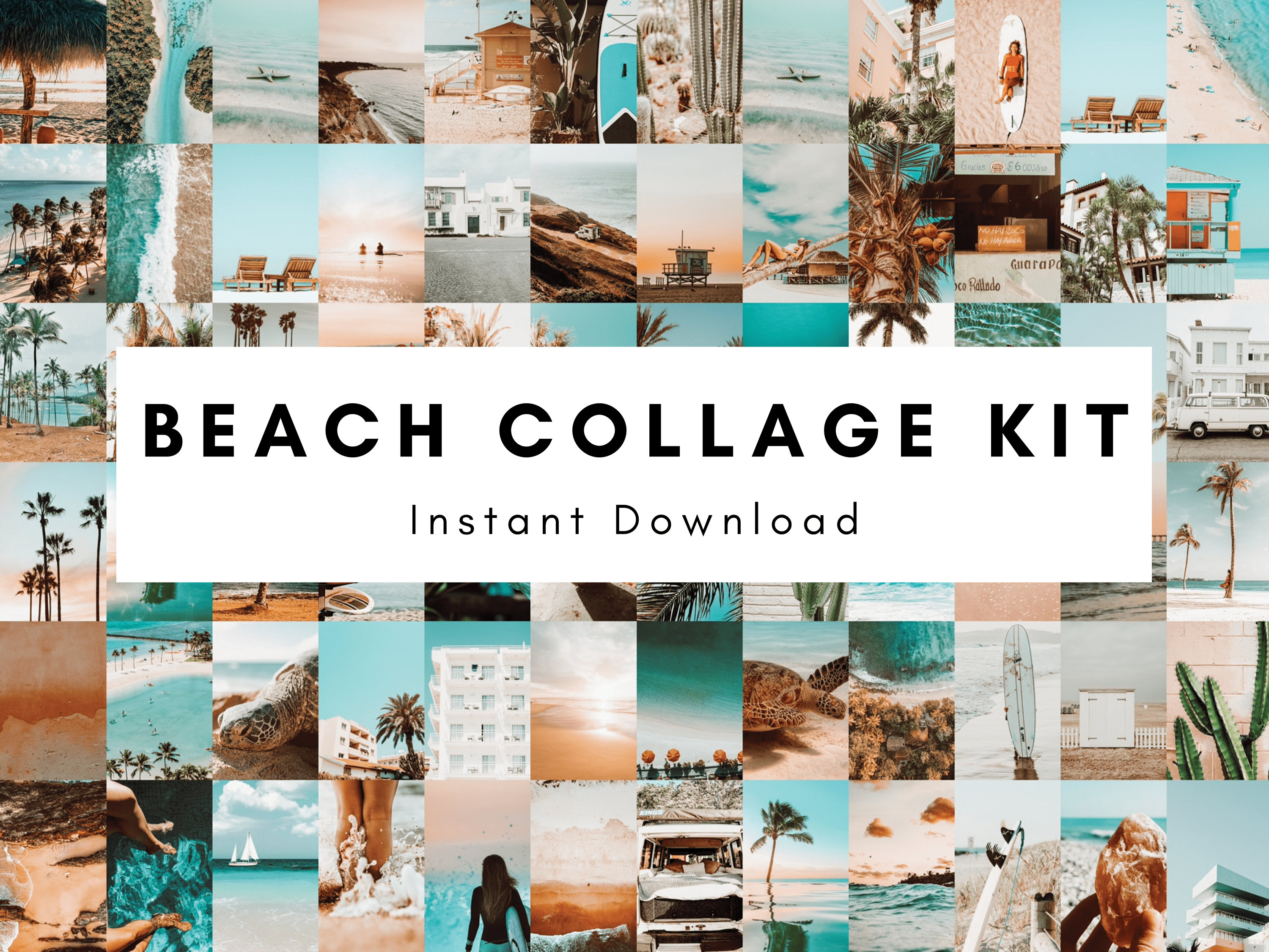 Beach Collage Kit, Collage Kit Beach, Beach Wall Collage Set, Beach ...