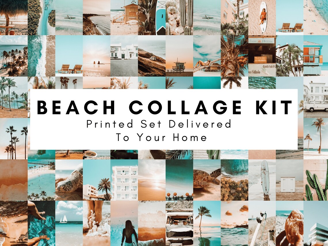 Beach Collage Kit, Collage Kit Beach, Beach Wall Collage Set, Beach ...