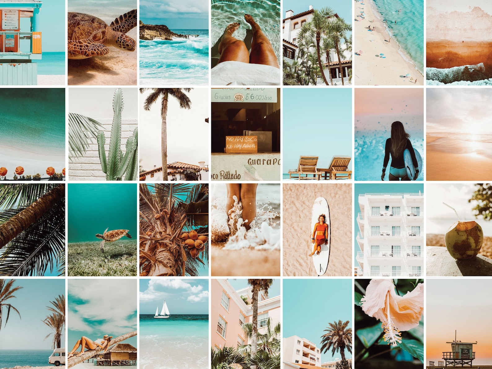 Beach Collage Kit, Collage Kit Beach, Beach Wall Collage Set, Beach ...