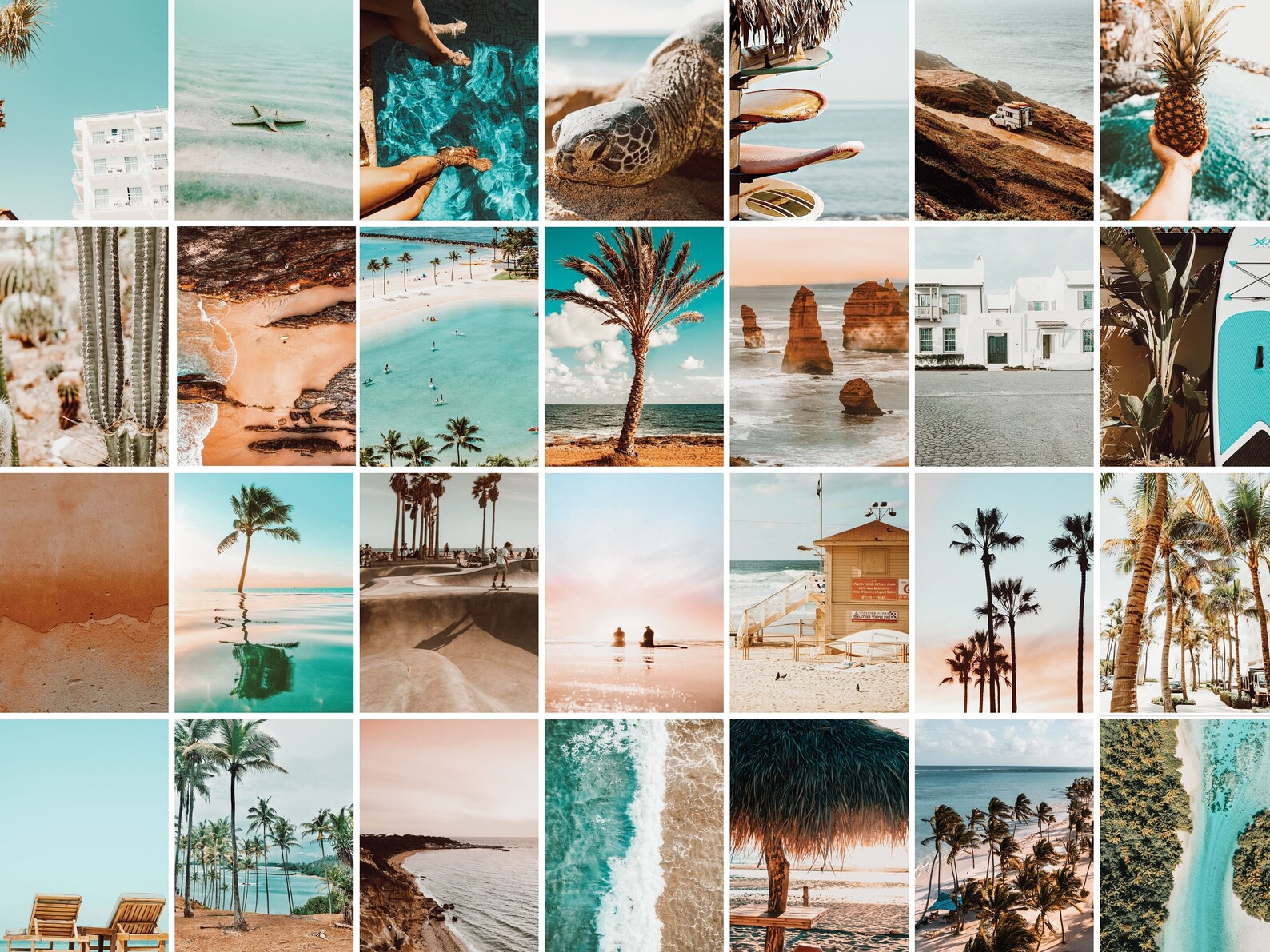 Beach Collage Kit, Collage Kit Beach, Beach Wall Collage Set, Beach ...
