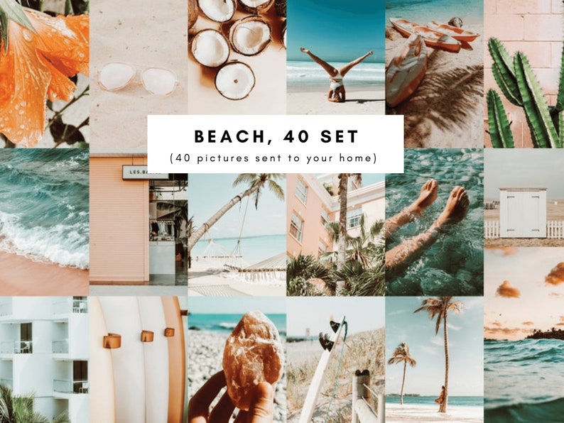 Beach Collage Kit, Collage Kit Beach, Beach Wall Collage Set, Beach ...