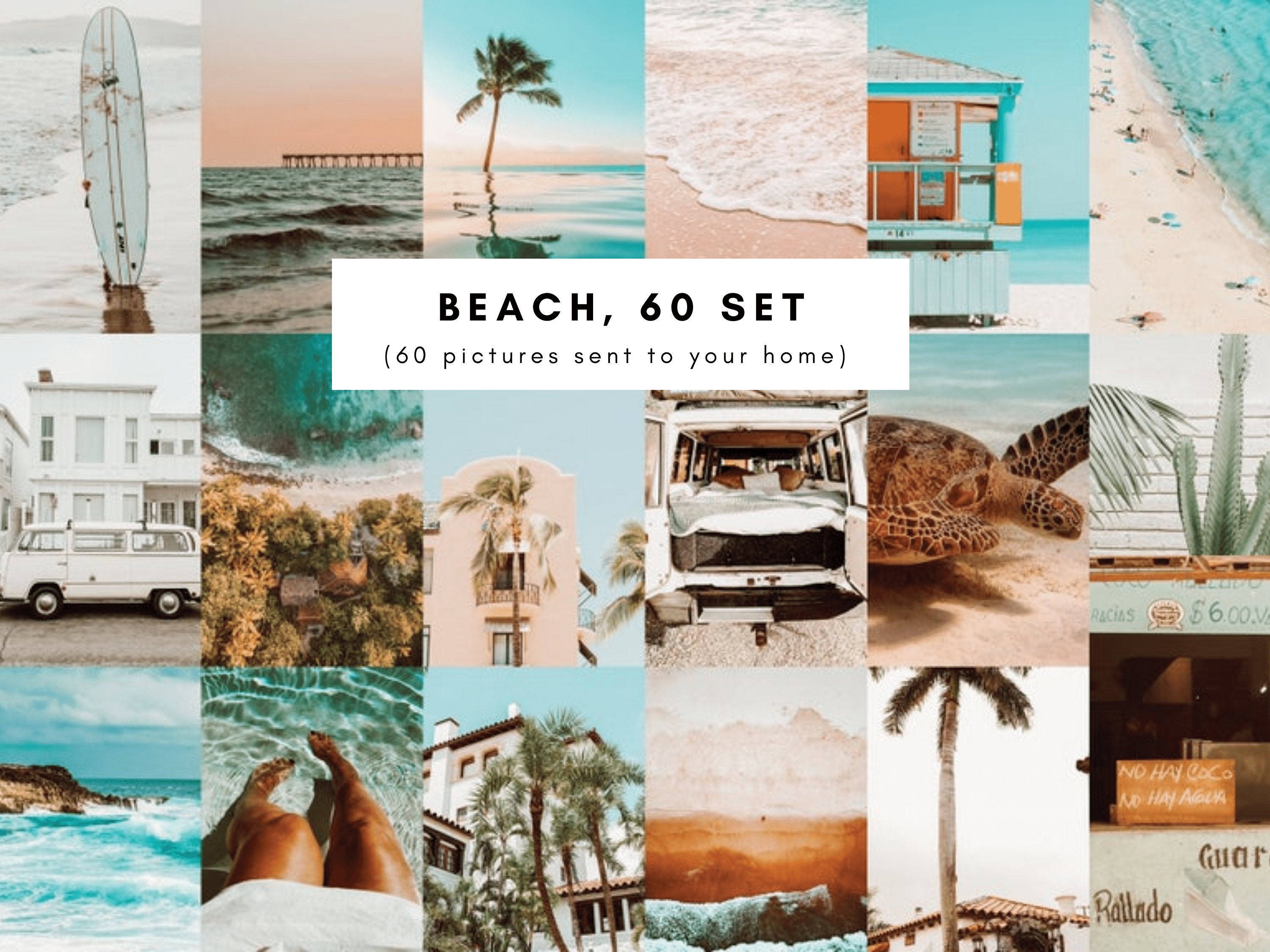 Beach Collage Kit, Collage Kit Beach, Beach Wall Collage Set, Beach ...