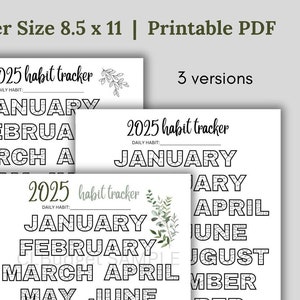 2025 HABIT TRACKER CHALLENGE, Year Habit Tracker Printable Sheet, Month ...