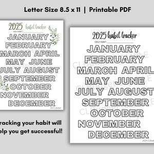 2025 HABIT TRACKER CHALLENGE, Year Habit Tracker Printable Sheet, Month ...