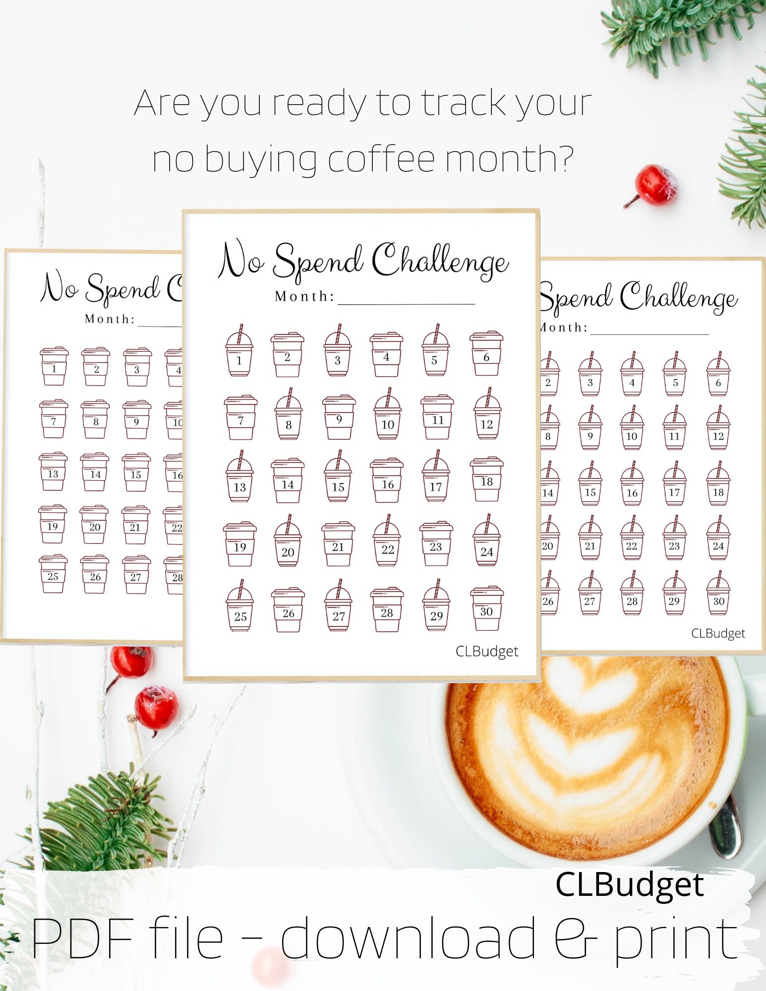 NO SPEND CHALLENGE, No Spend Month, Savings Challenge Printable, No ...