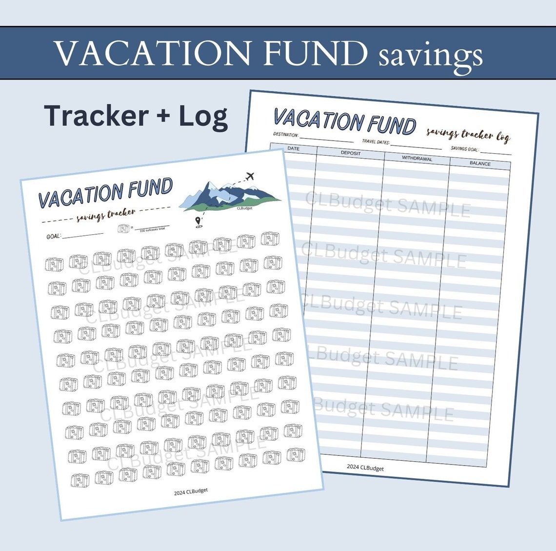 VACATION FUND Savings Tracker and Log Printable, Vacation Budget ...