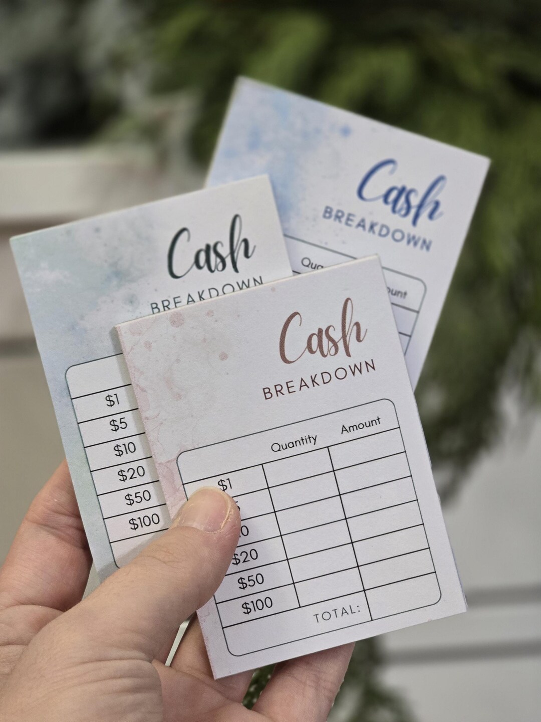 1 Teller Slip Notepad 12 Sheets Cardstock Cash Breakdown Cash Envelope ...