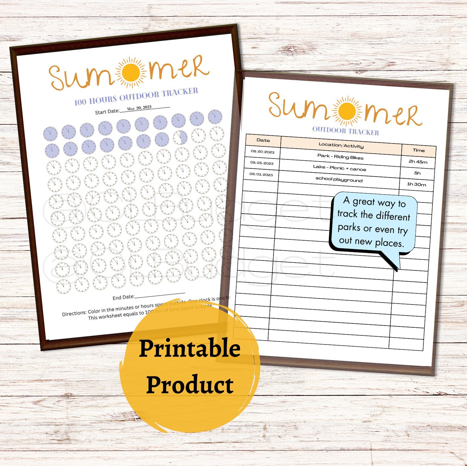 OUTDOOR HOUR TRACKER Printable, 100 Hours Outside Tracker, 1000 Hours ...