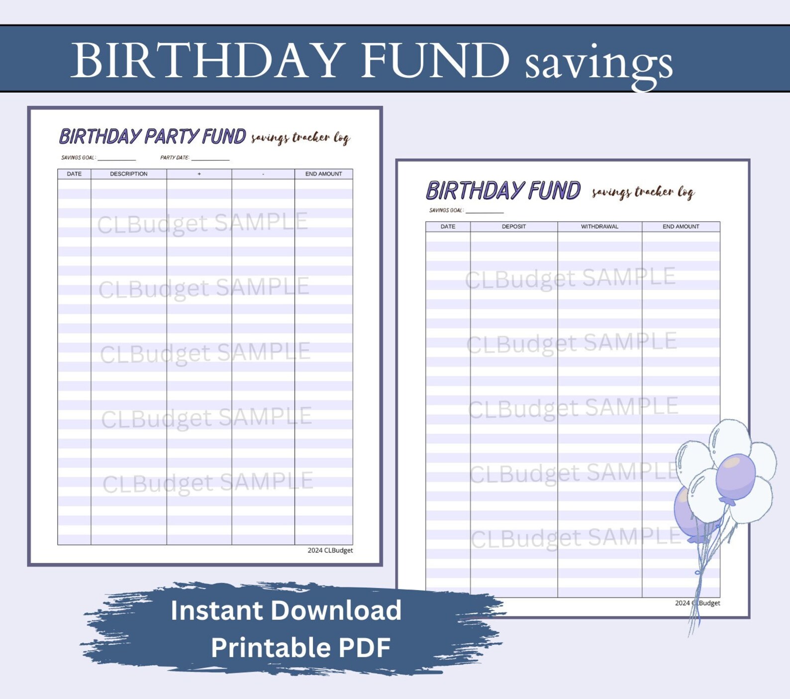 BIRTHDAY FUND Savings Tracker and Log, Savings Printable, Money Saving ...