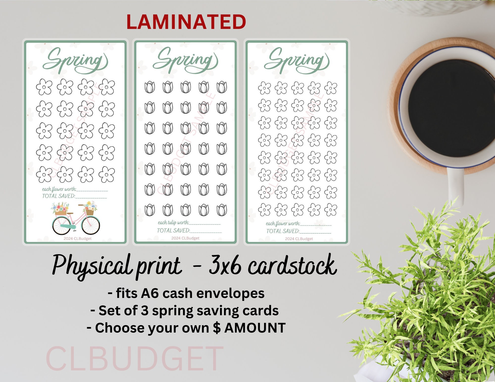 Laminated, CHOOSE AMOUNT, Spring Savings Challenge Trackers, Hello ...