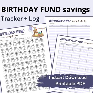 BIRTHDAY FUND Savings Tracker and Log, Savings Printable, Money Saving ...
