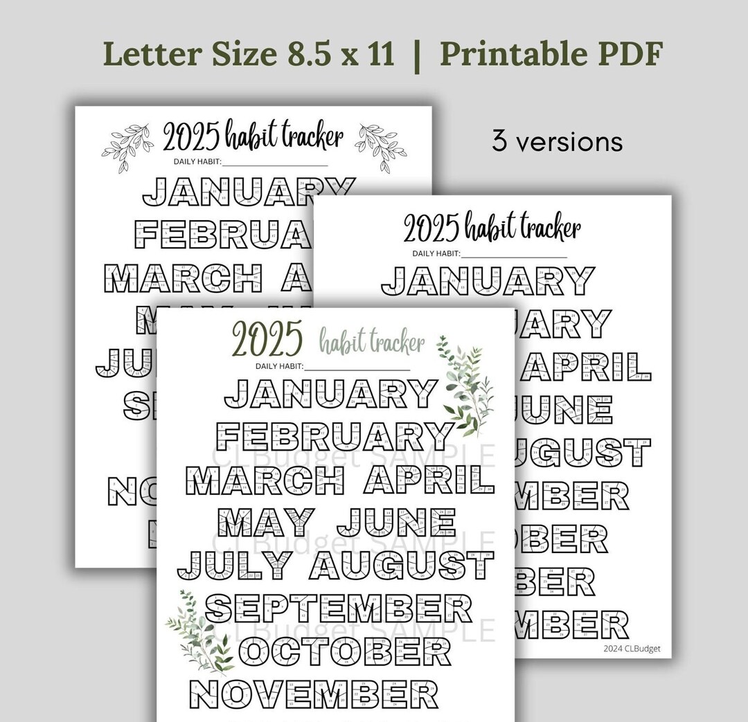 2025 HABIT TRACKER CHALLENGE, Year Habit Tracker Printable Sheet, Month ...