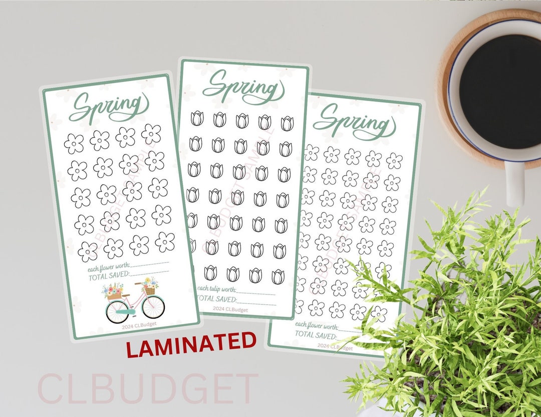 Laminated, CHOOSE AMOUNT, Spring Savings Challenge Trackers, Hello ...