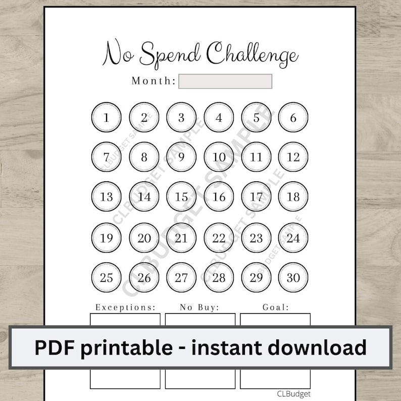 NO SPEND CHALLENGE, No Spend Month, Savings Challenge Printable, No ...