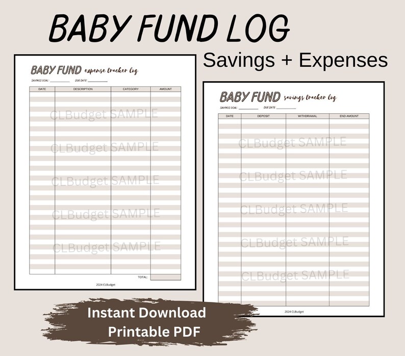BABY FUND Savings Tracker and Log, Savings Printable, Money Saving ...