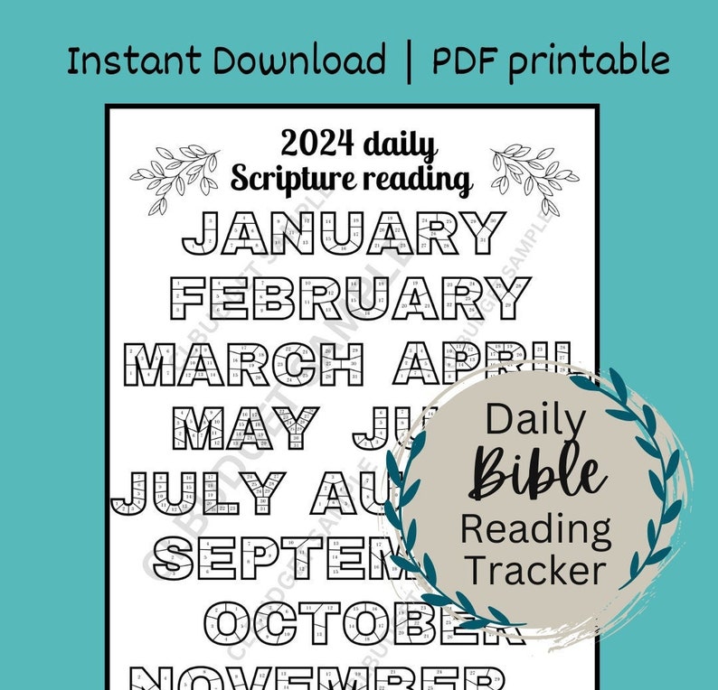 2024 DAILY SCRIPTURE READING Tracker, Coloring in Days Reading the ...