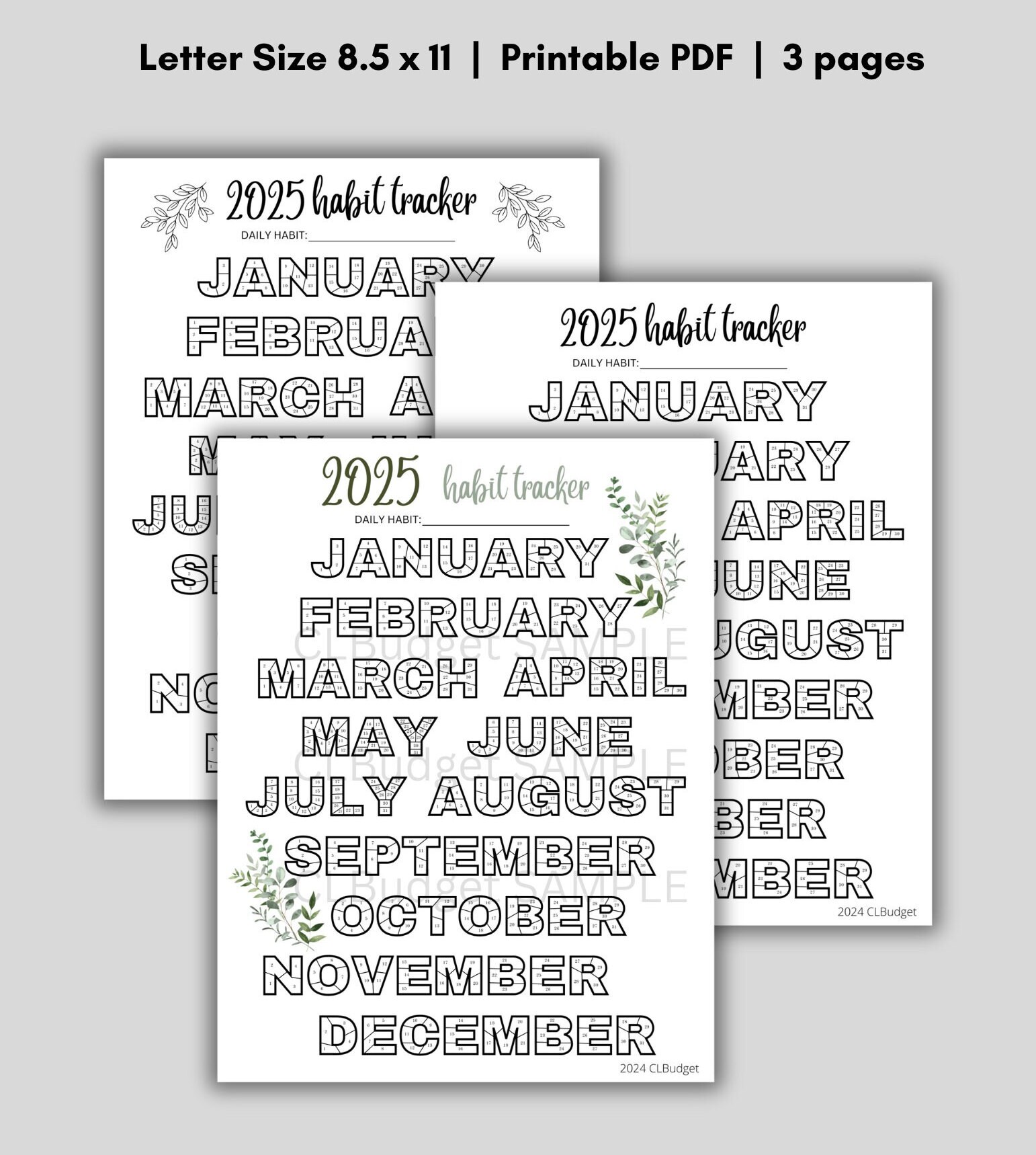 2025 HABIT TRACKER CHALLENGE, Year Habit Tracker Printable Sheet, Month ...