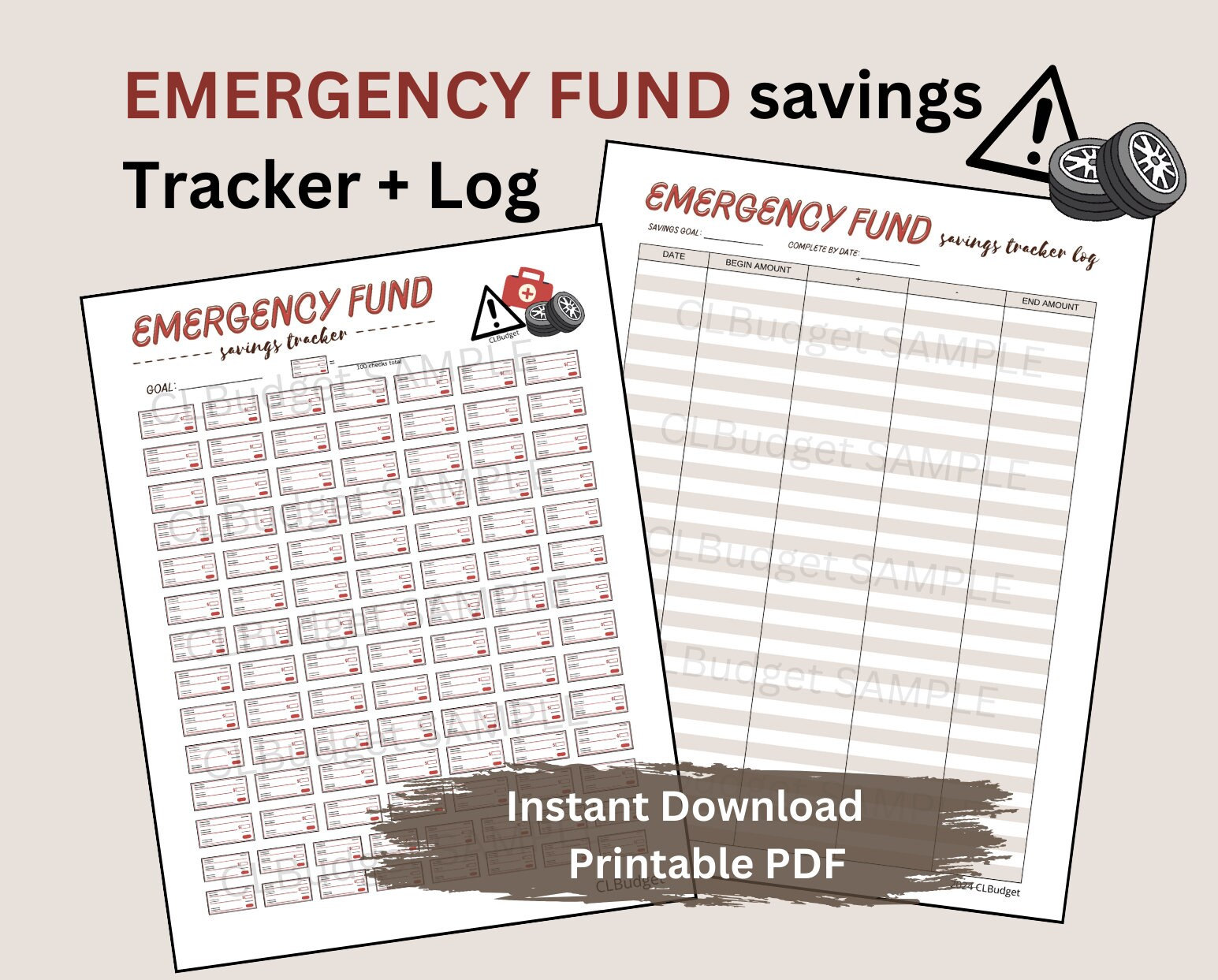 EMERGENCY FUND Savings Tracker and Log, Savings Printable, Money Saving ...