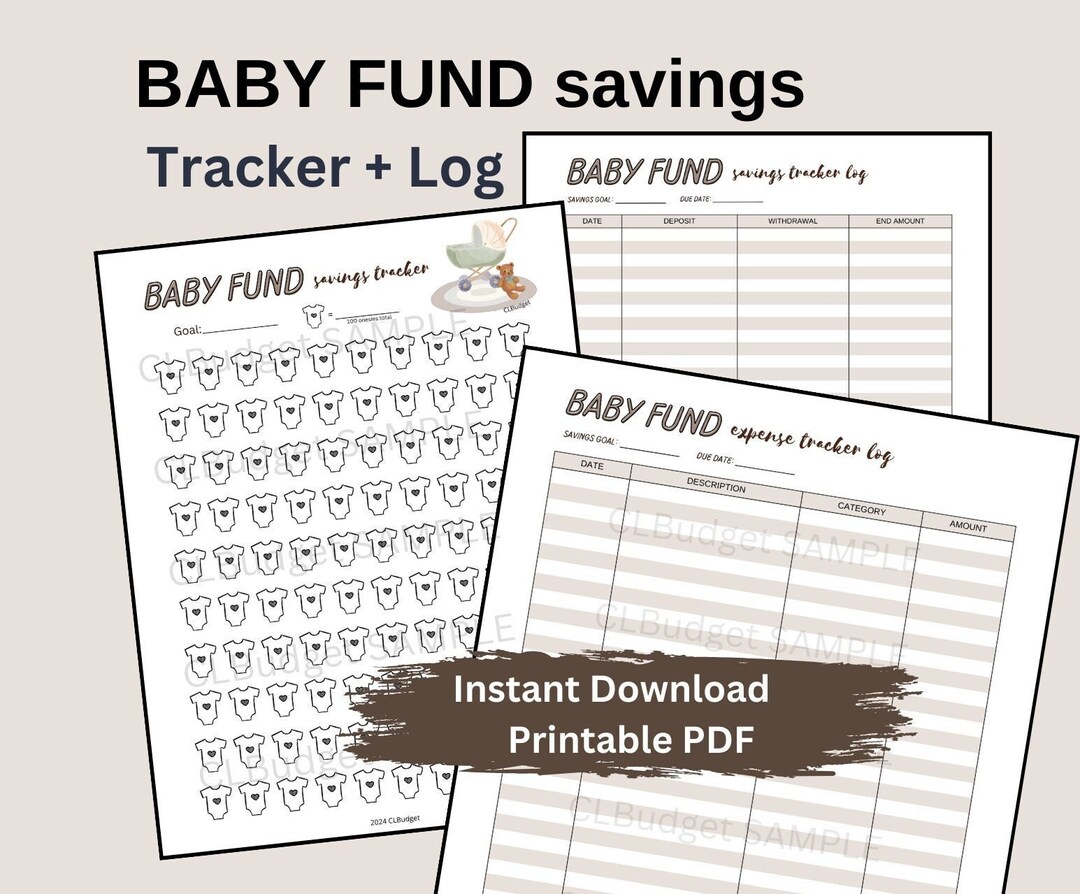 BABY FUND Savings Tracker and Log, Savings Printable, Money Saving ...