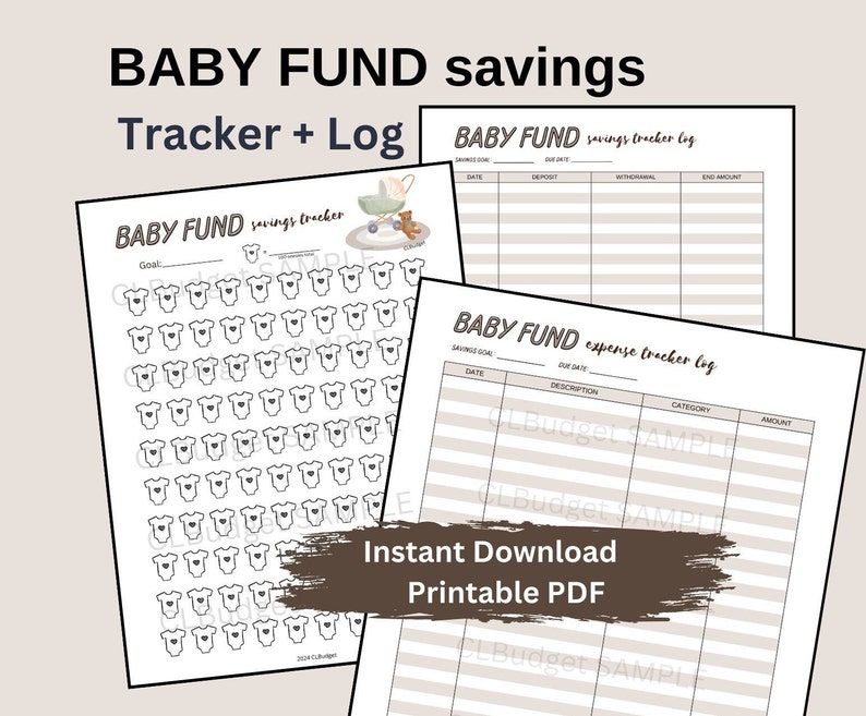 BABY FUND Savings Tracker and Log, Savings Printable, Money Saving ...