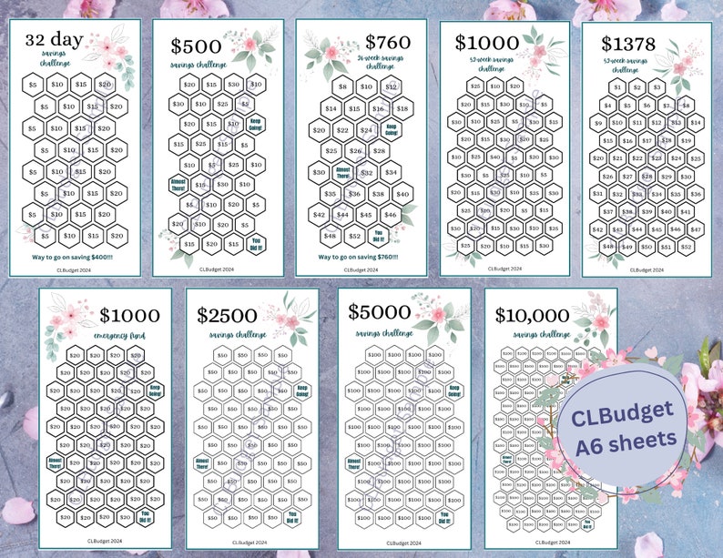 LAMINATED Mini Savings Challenge Tracker, A6 Physical Product, 3x6 ...