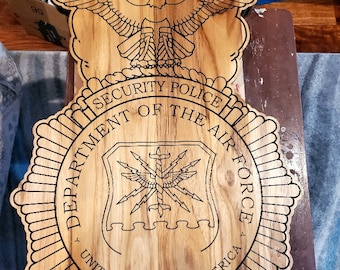 Air Force DAF SECURITY FORCES Police Badge Large Handcrafted Wood Art ...