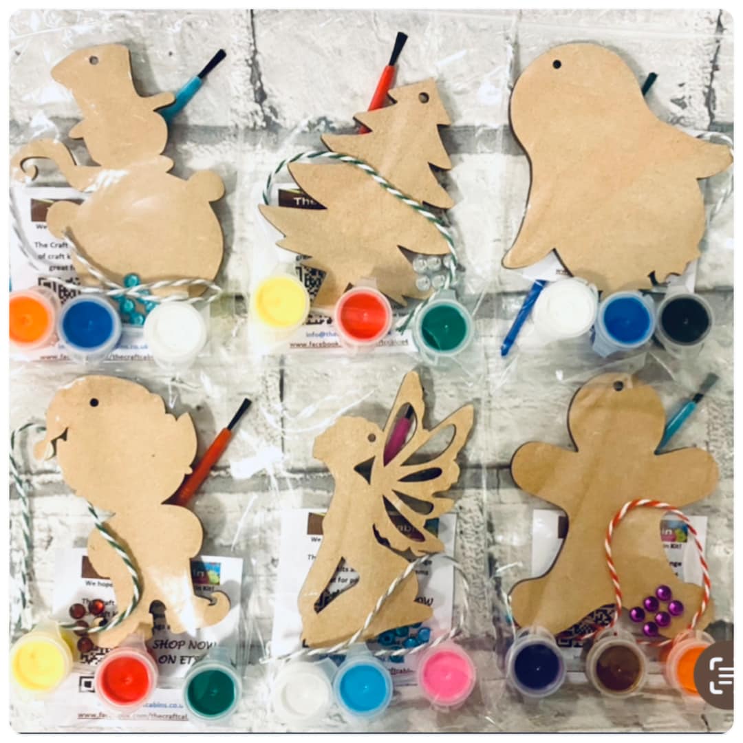 Christmas Painting Decoration Craft Kit-wooden Xmas Decoration-children ...