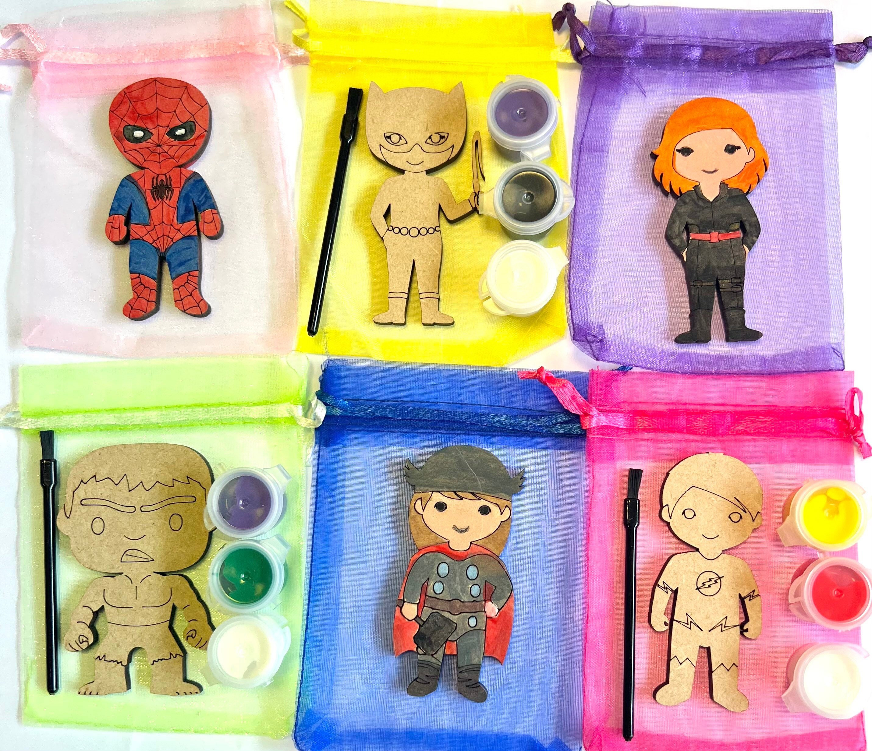 Superhero Magnet Craft Kit in Organza Gift Bag-boy/girl Superhero Party ...