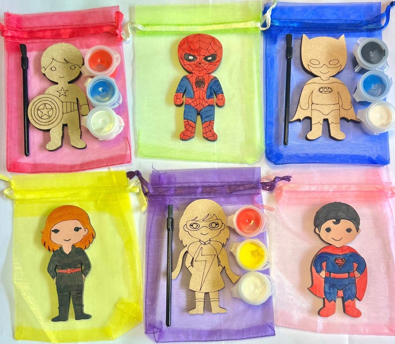 Superhero Magnet Craft Kit in Organza Gift Bag-boy/girl Superhero Party ...