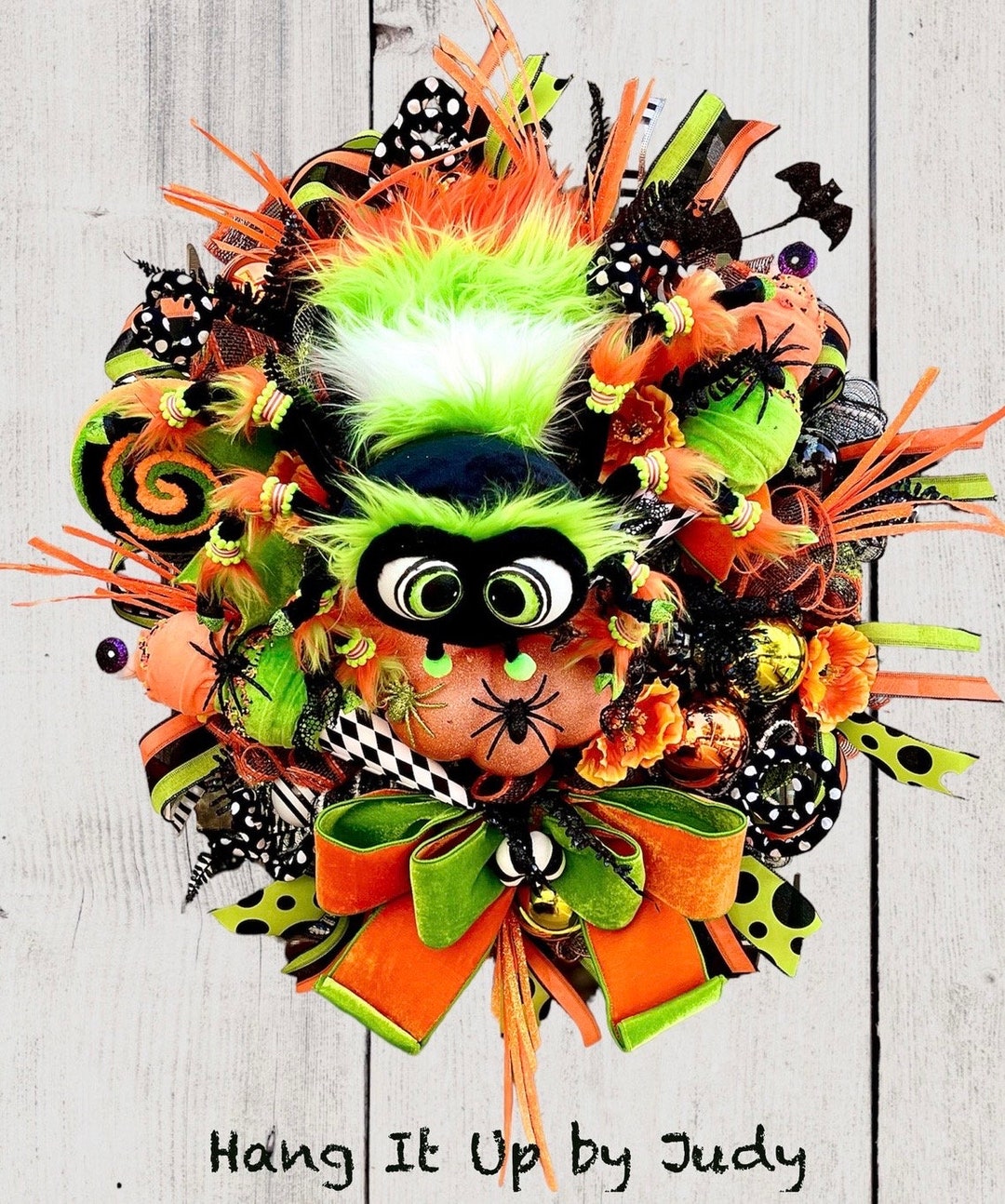 Halloween Spider Decor, Spider Wreath, Lighted Spider, Front Door Decor ...