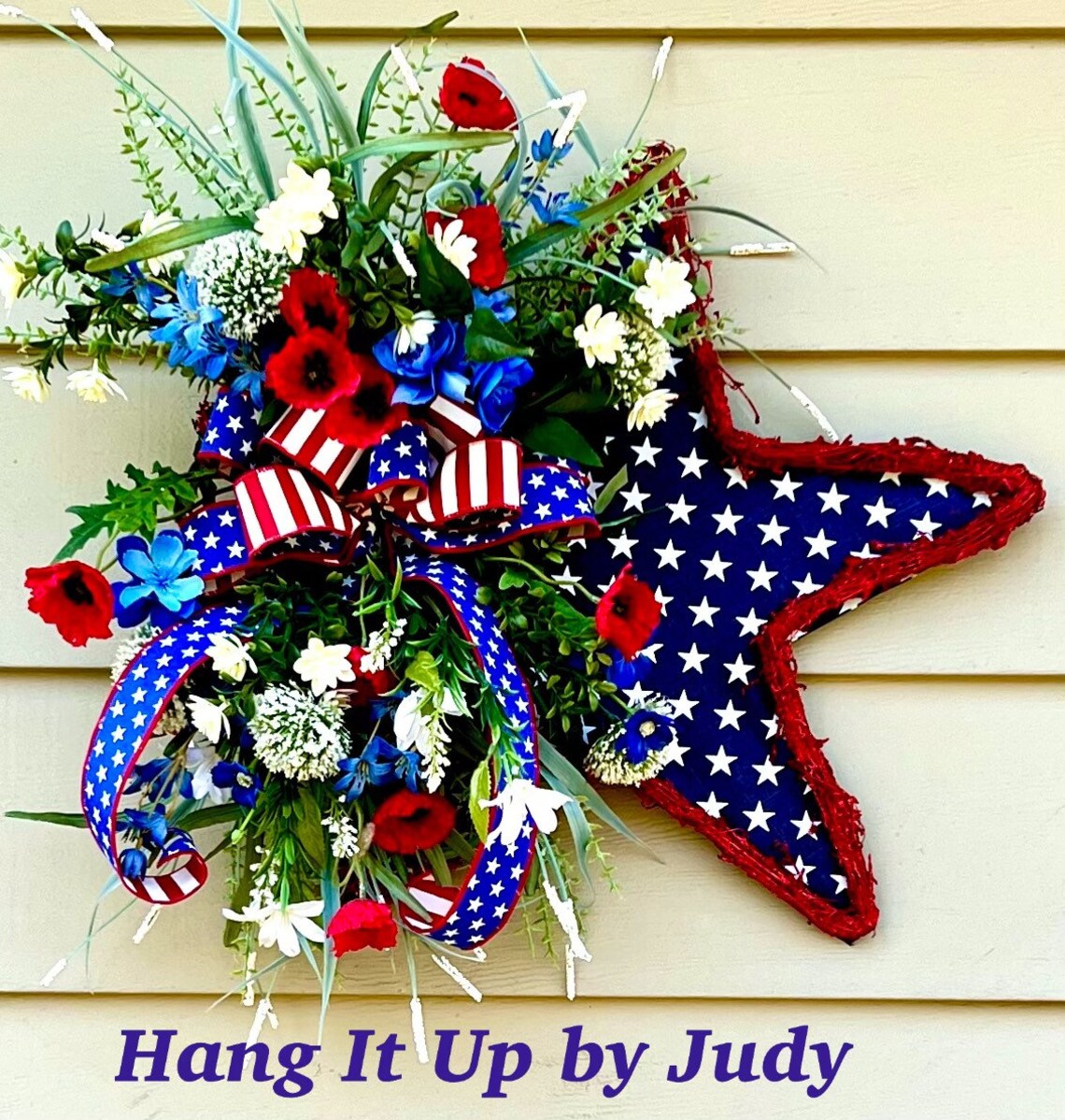 July 4th Decor Patriotic Star Wall Hanger Patriotic Floral - Etsy