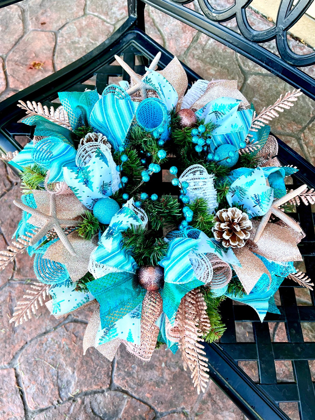 Nautical Christmas Candle Ring, Christmas Table Decor, Coastal ...