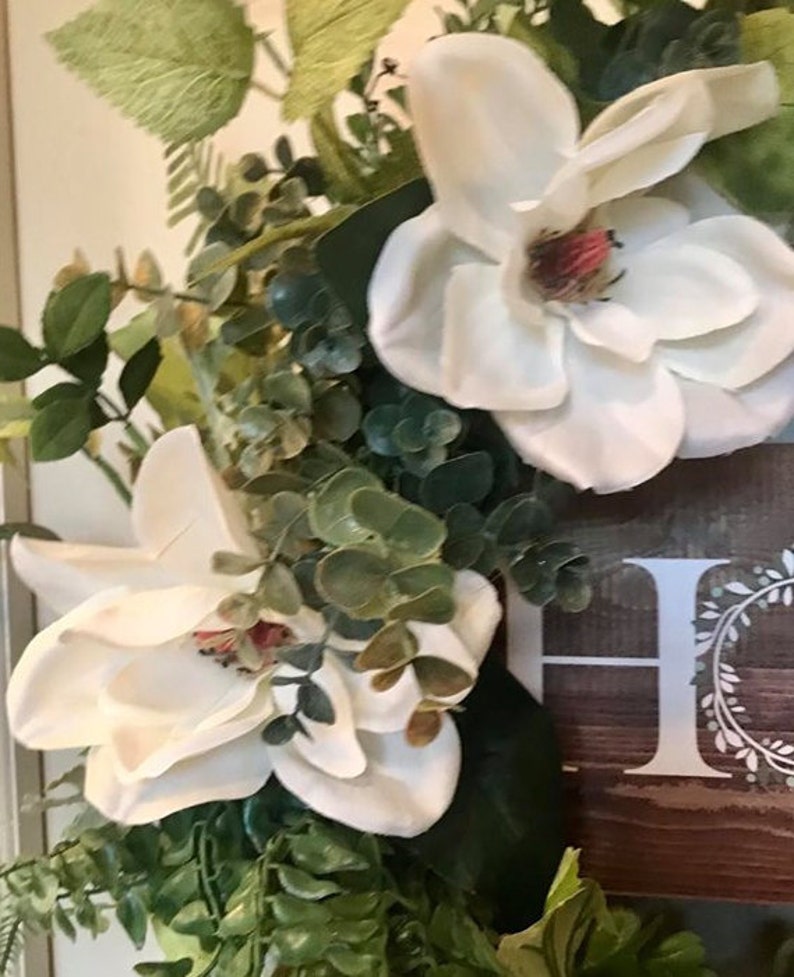 Magnolia Wreath Everyday Wreath White Magnolias Spring | Etsy