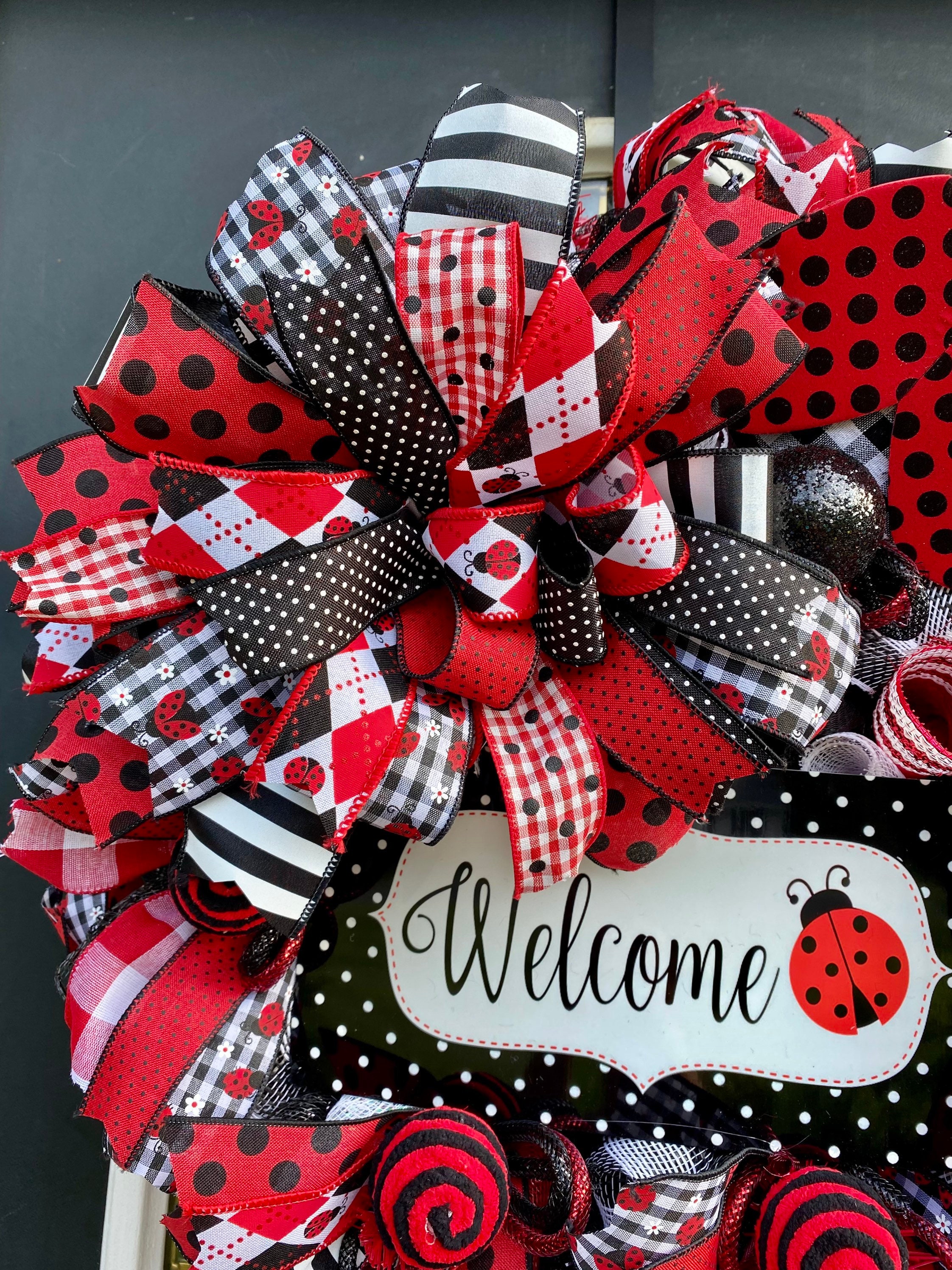 Spring door decor summer door decor ladybugs ladybug home | Etsy