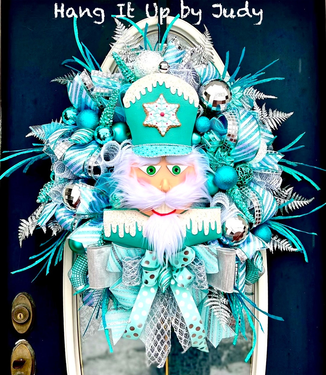 Turquoise Nutcracker Christmas Wreath, Toy Soldier Christmas Wreath ...