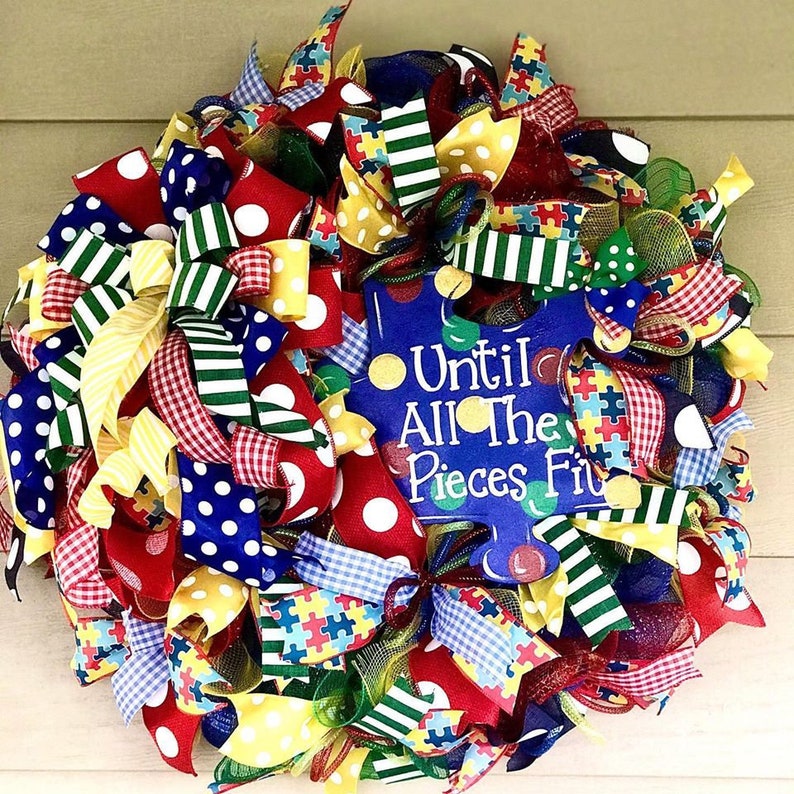 Autism Awareness Autism Wreath Until All the Pieces Fit | Etsy