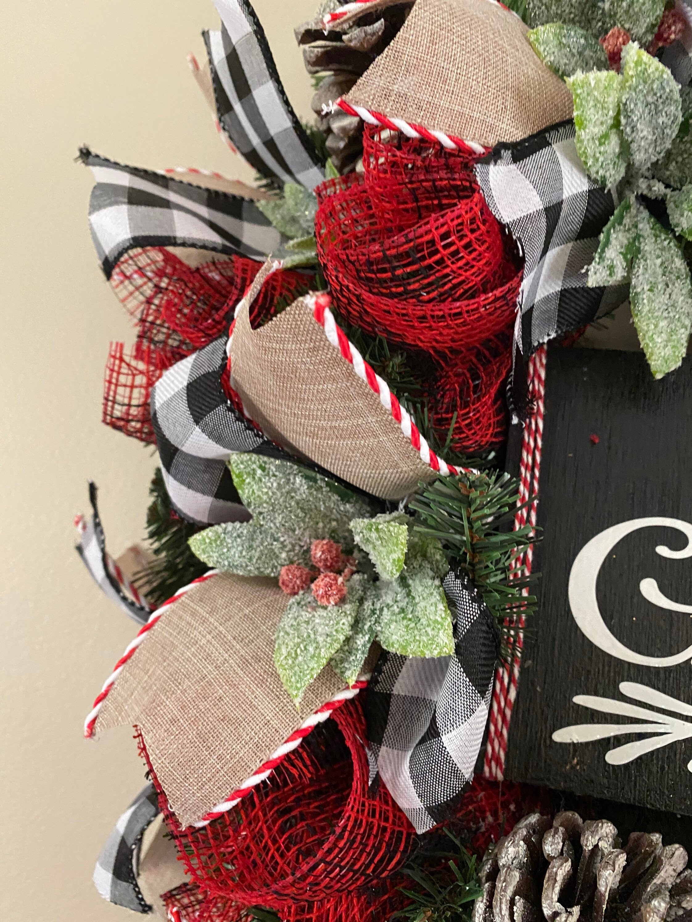 Buffalo Plaid Christmas Door Decor Christmas Wreath Buffalo - Etsy