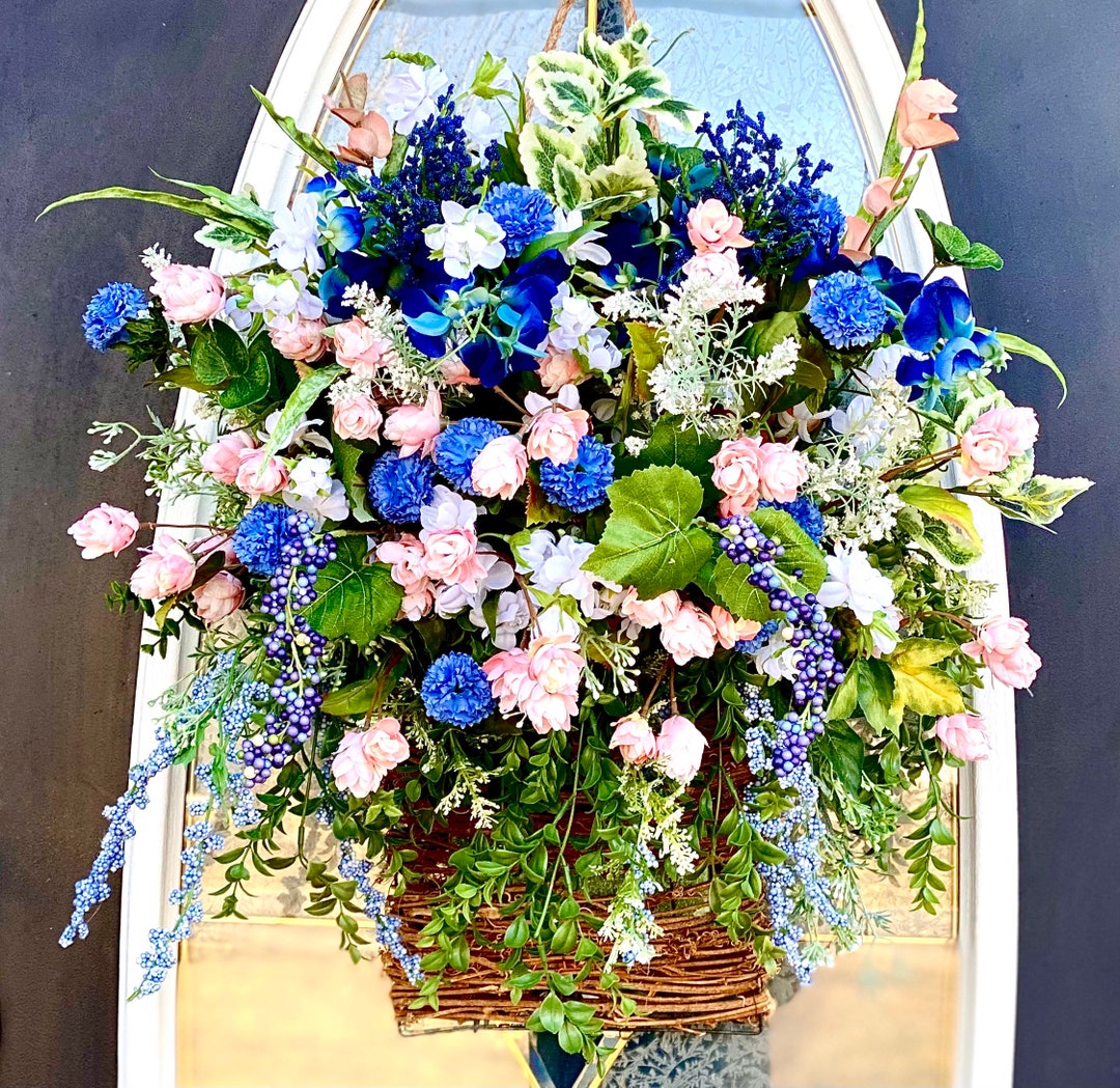 Spring Door Hanger Floral Basket Hanger Spring Wreath - Etsy