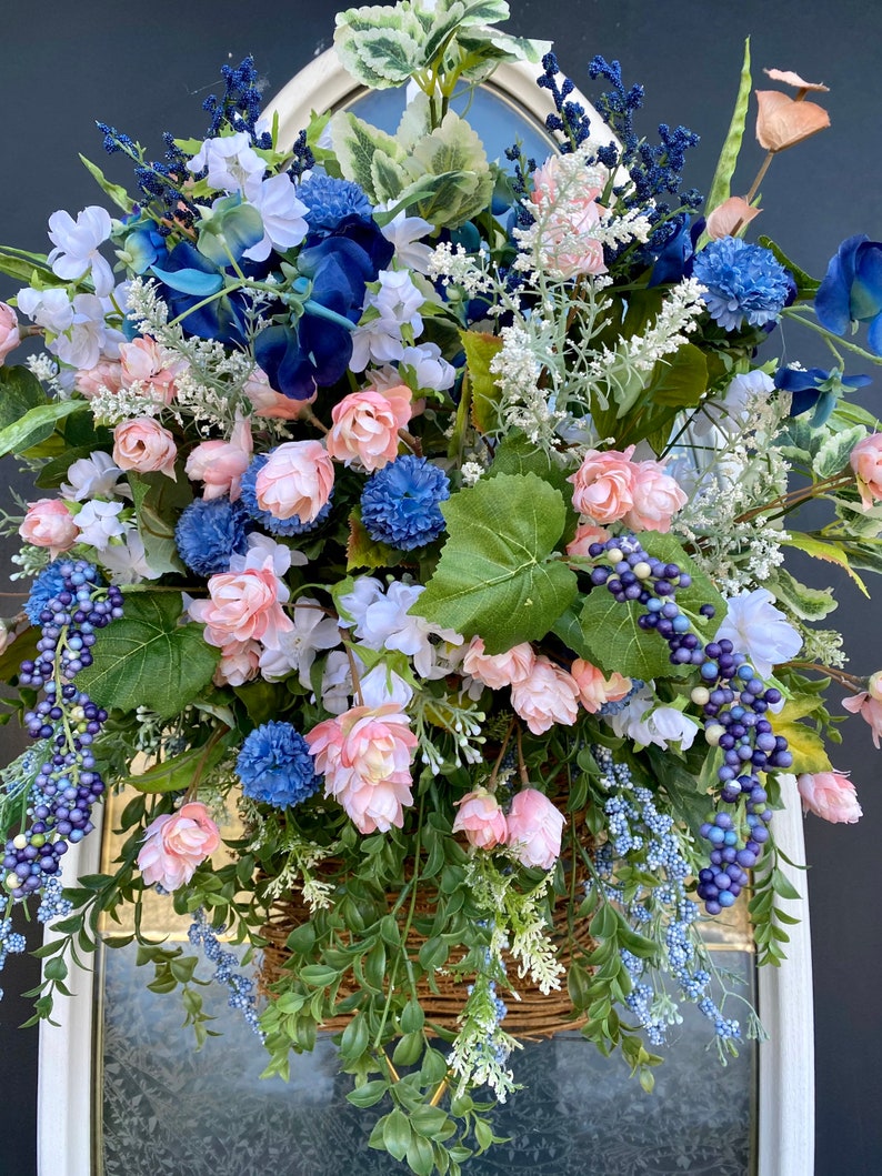 Spring Door Hanger Floral Basket Hanger Spring Wreath - Etsy