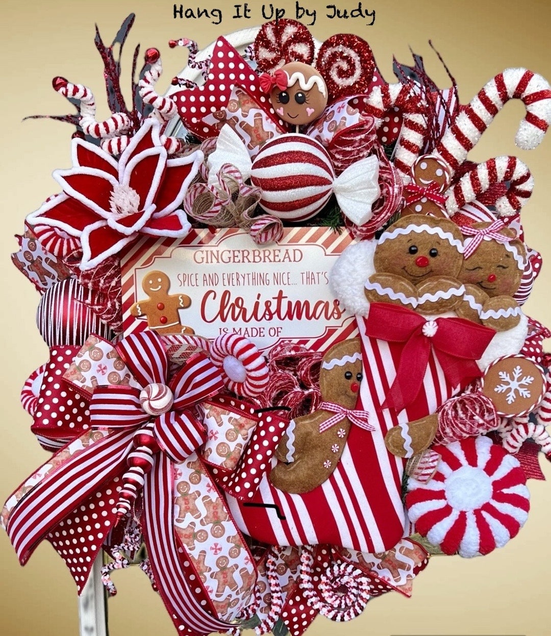 Christmas Gingerbread Wreath, Deluxe Ginger Wreath, Christmas Gingie ...