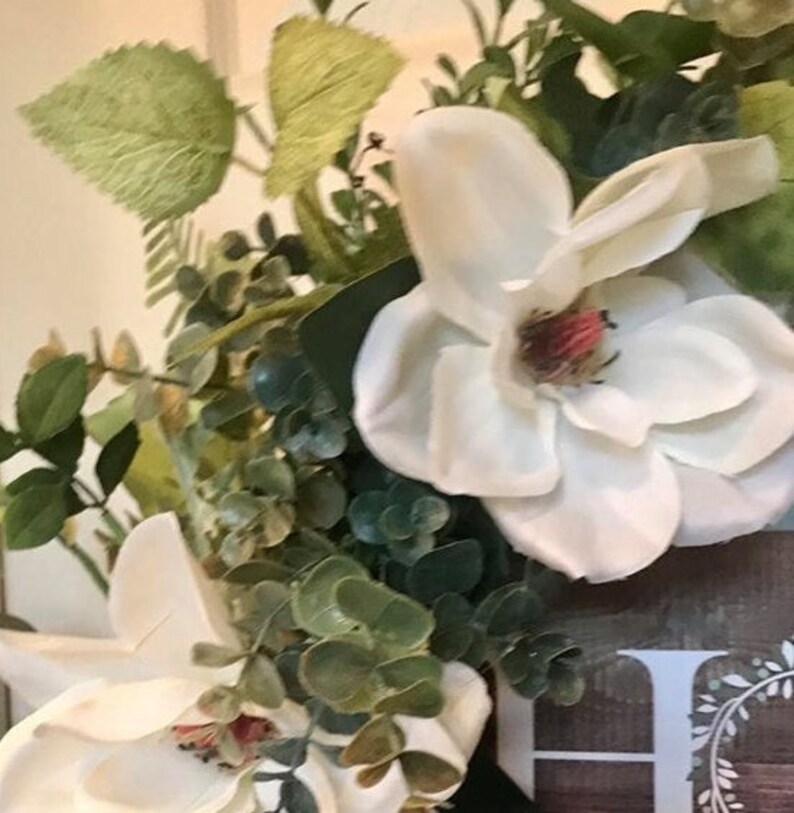 Magnolia Wreath Everyday Wreath White Magnolias Spring | Etsy