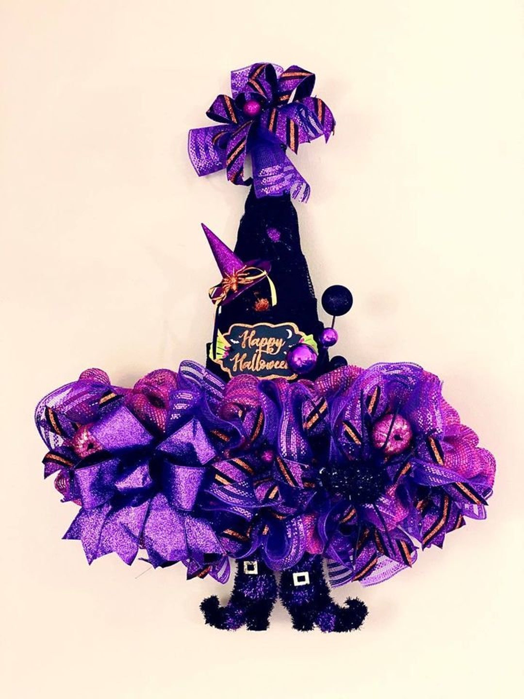 Halloween Wreath, Halloween Witch Hat, Halloween Decor, Halloween Front ...