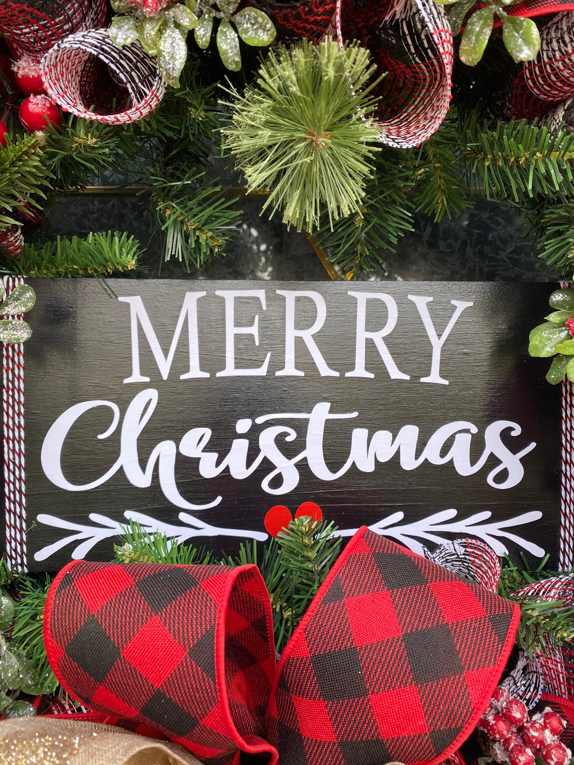 Buffalo Plaid Christmas Door Decor Christmas Wreath Buffalo - Etsy