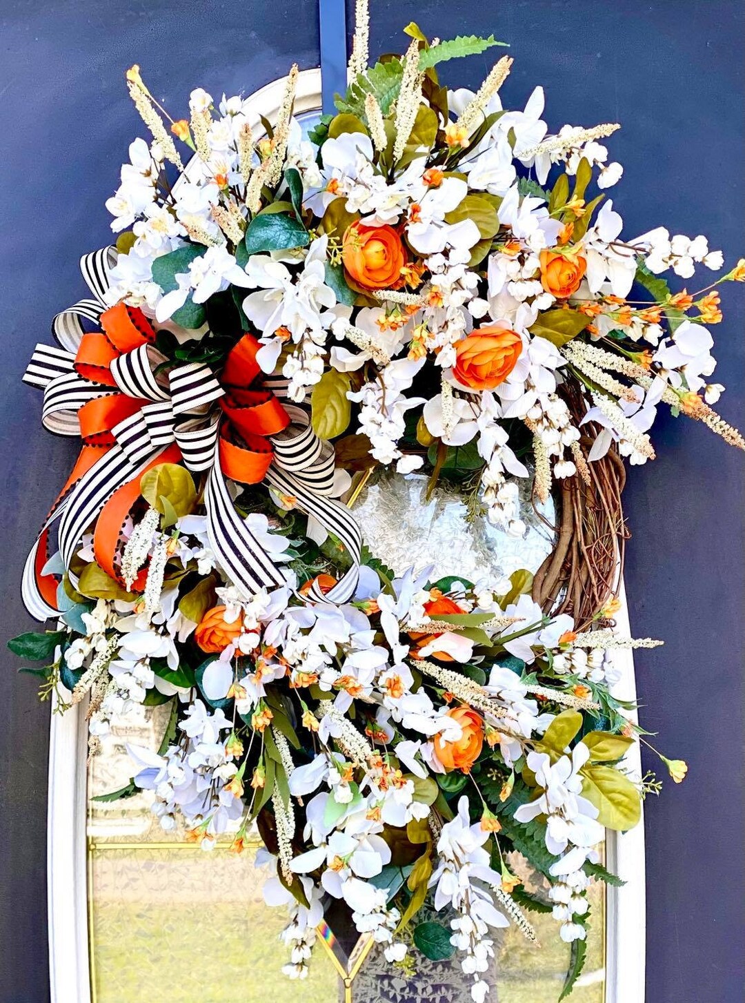 Spring Grapevine, Everyday Wreath, White Florals, Apple Blossom Decor ...
