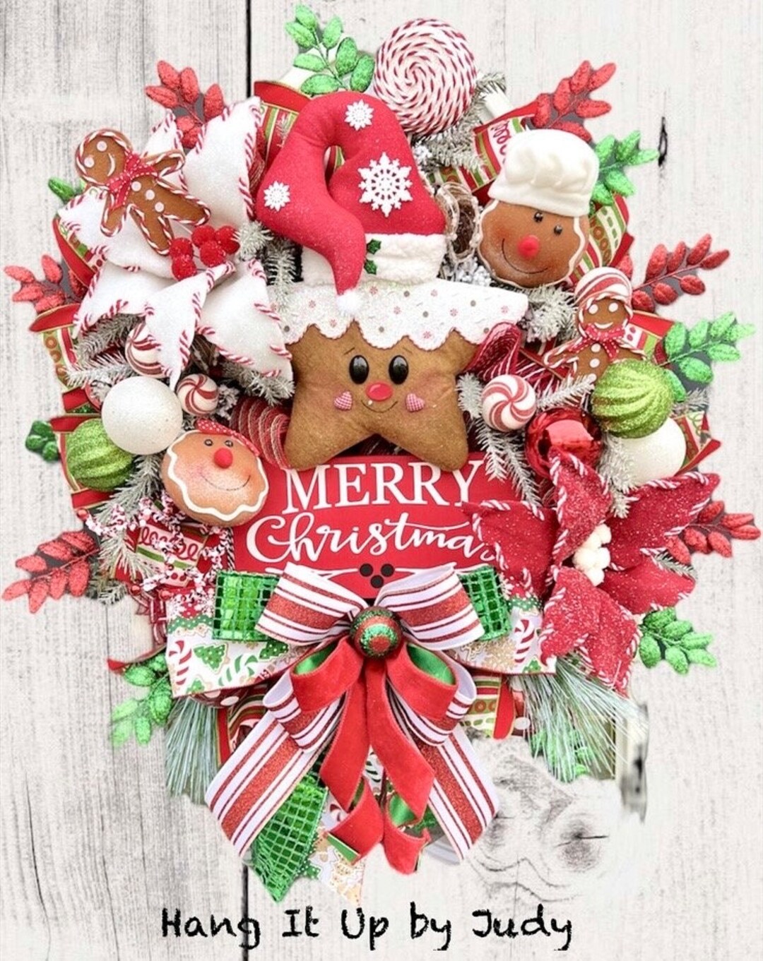 Christmas Gingerbread Wreath, Deluxe Ginger Wreath, Christmas Gingie ...