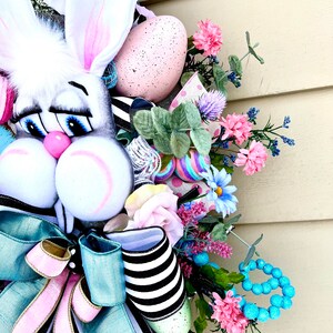 Easter Bunny Face Wreath, Pink Blue Purple Decor, Easter Porch Design ...