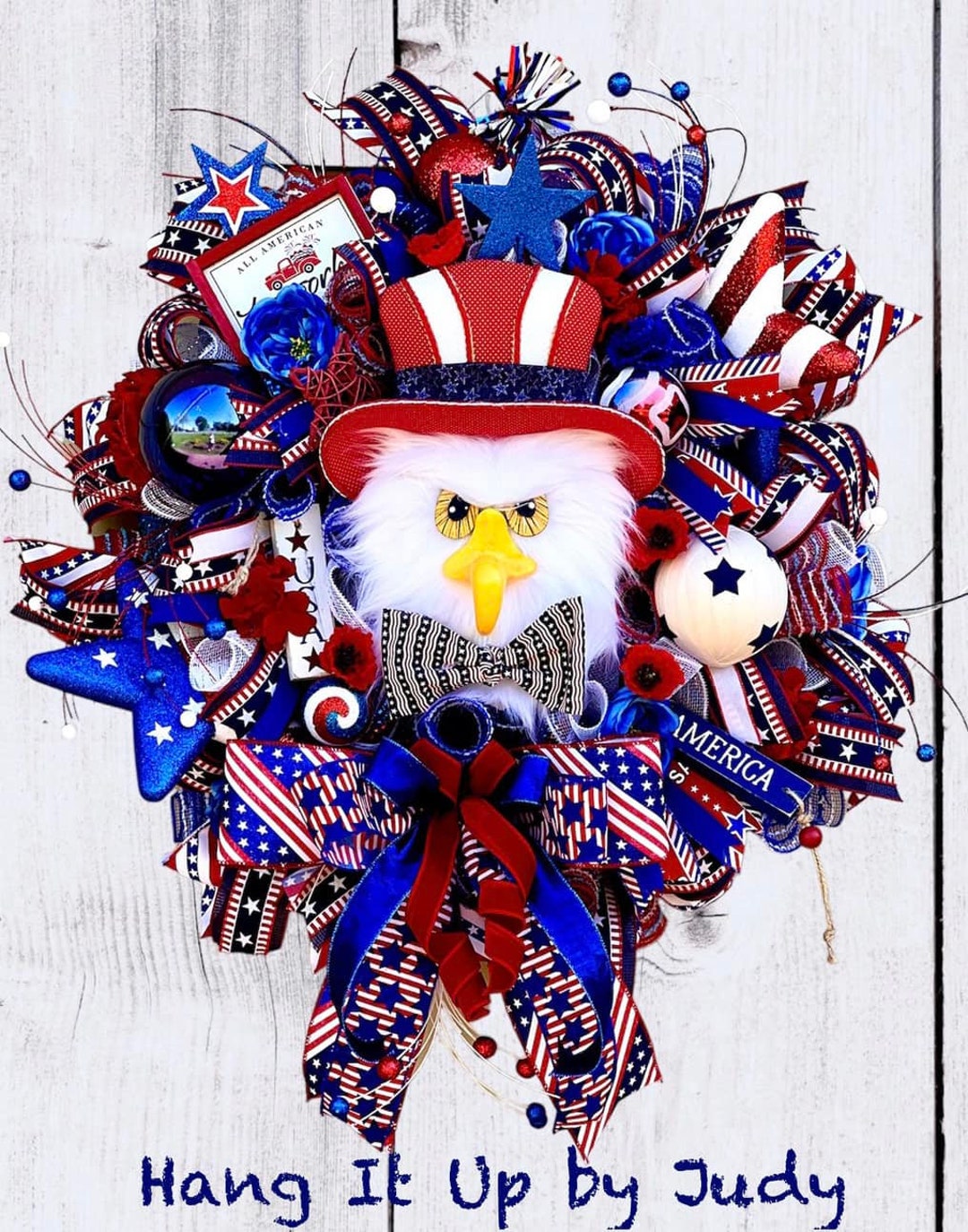 Patriotic Eagle Wreath, Front Door Americana Wreath, Red White and Blue ...