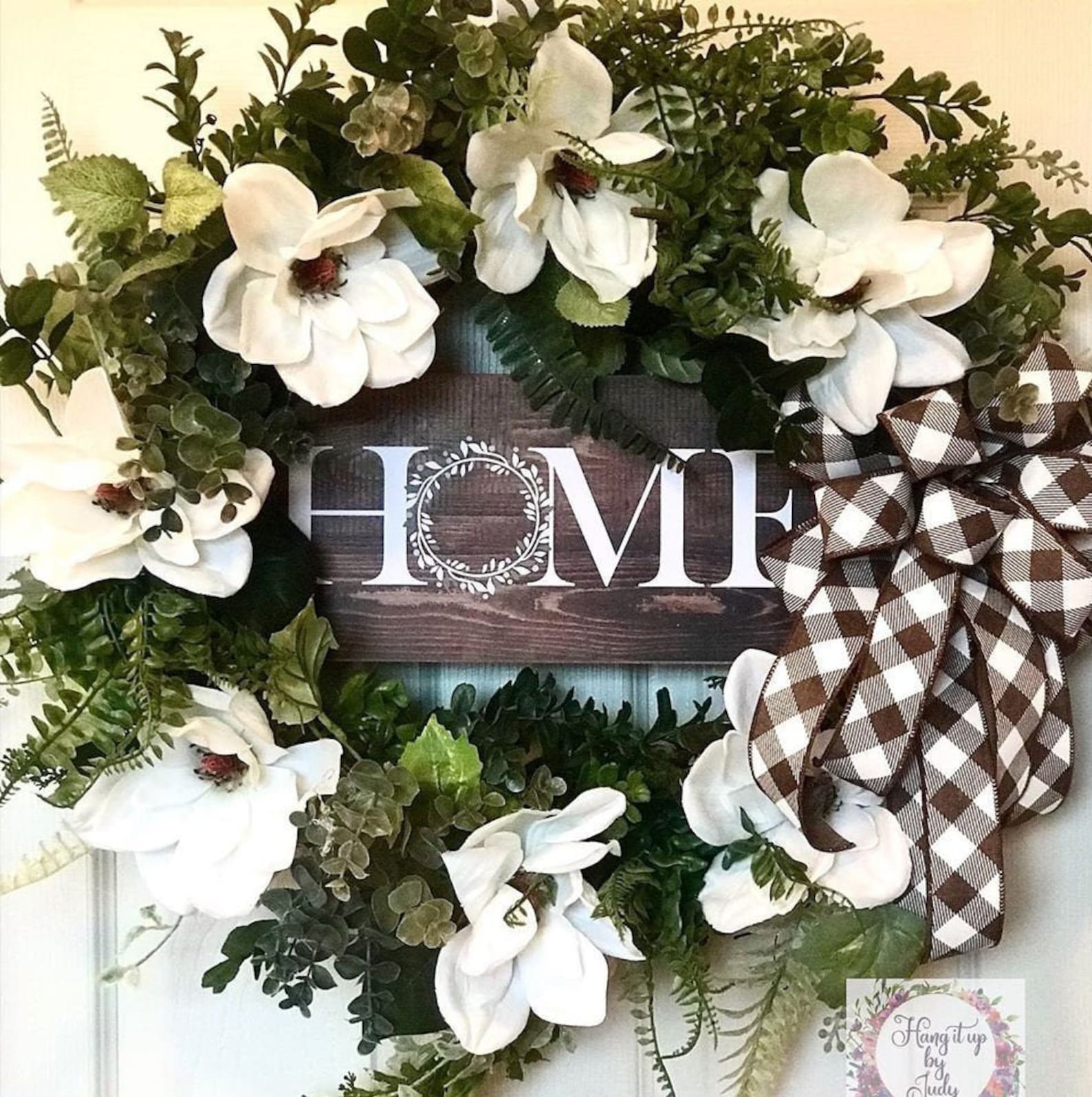 Magnolia Wreath Everyday Wreath White Magnolias Spring | Etsy