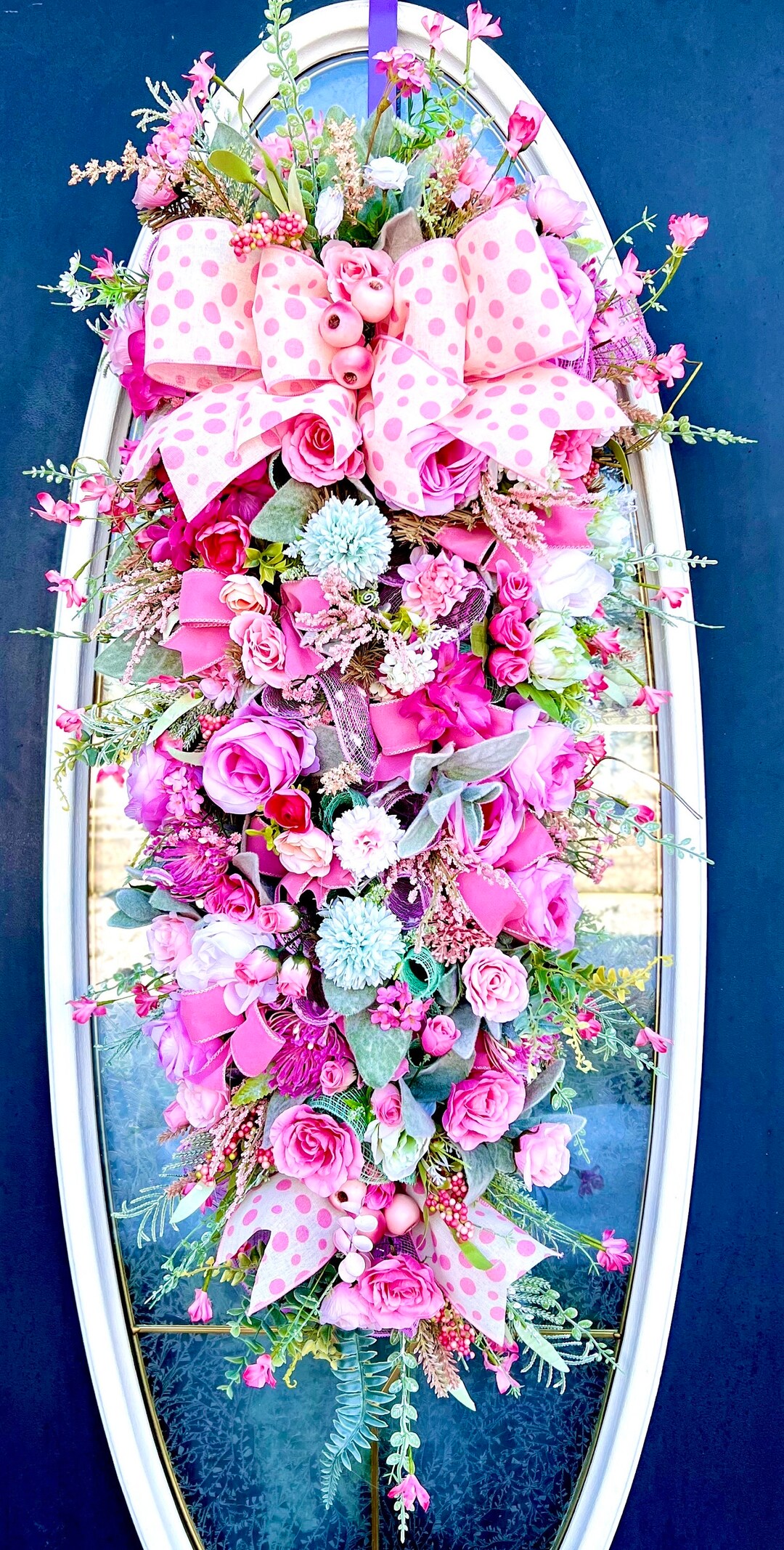 Spring Floral Swag, Spring Wreath, Spring Front Door Decor, Pink Wreath ...